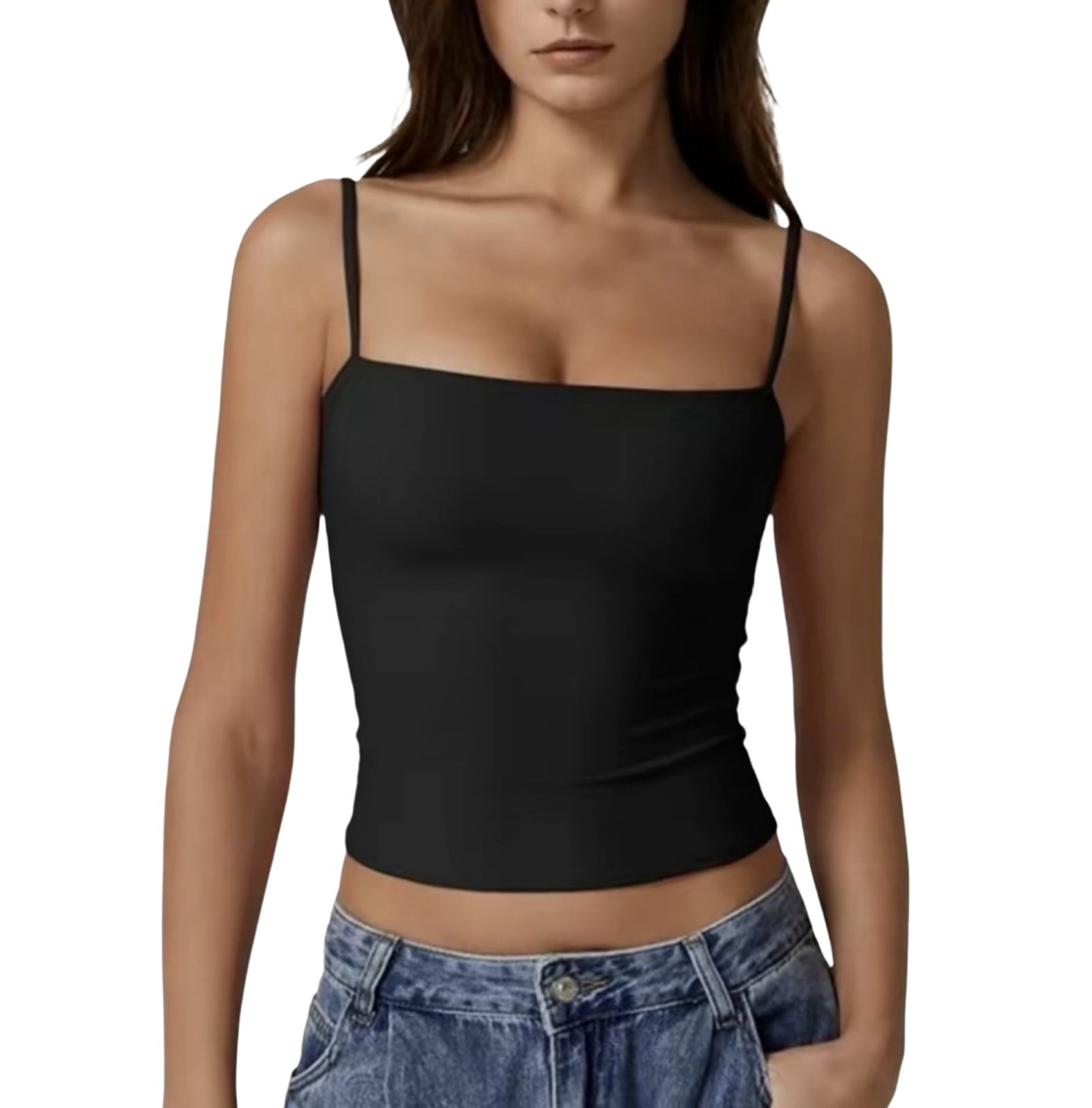 CFMIURAN Women's Tanks Square Neck Dressy Casual Shirts Solid Color ...