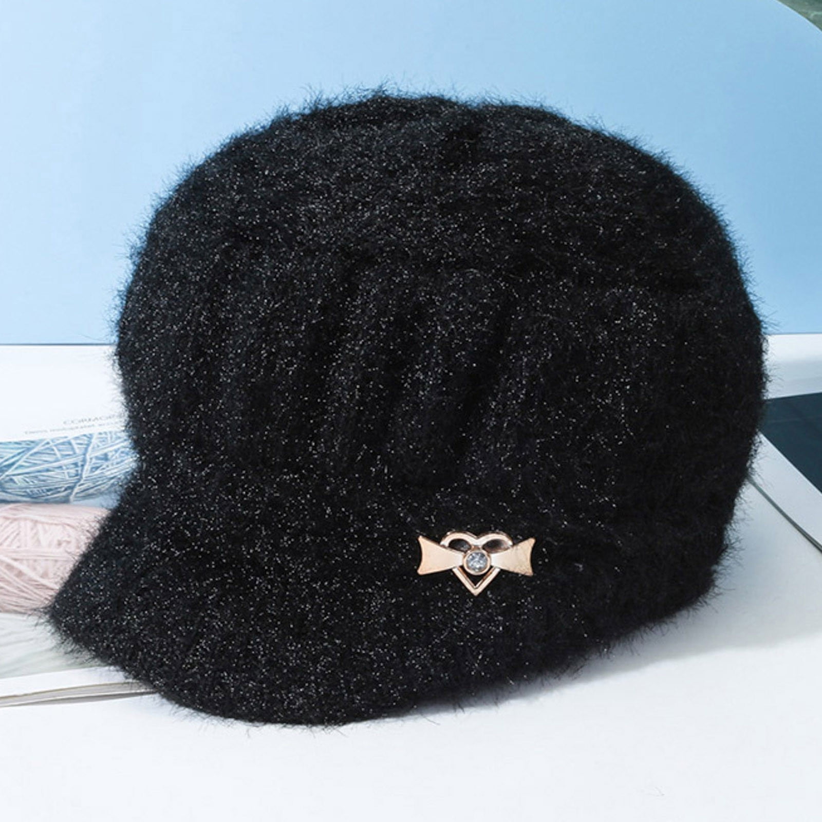 CFMIURAN Women's Winter Wool Knit Beanie with Visor, Warm Ski Cap for ...
