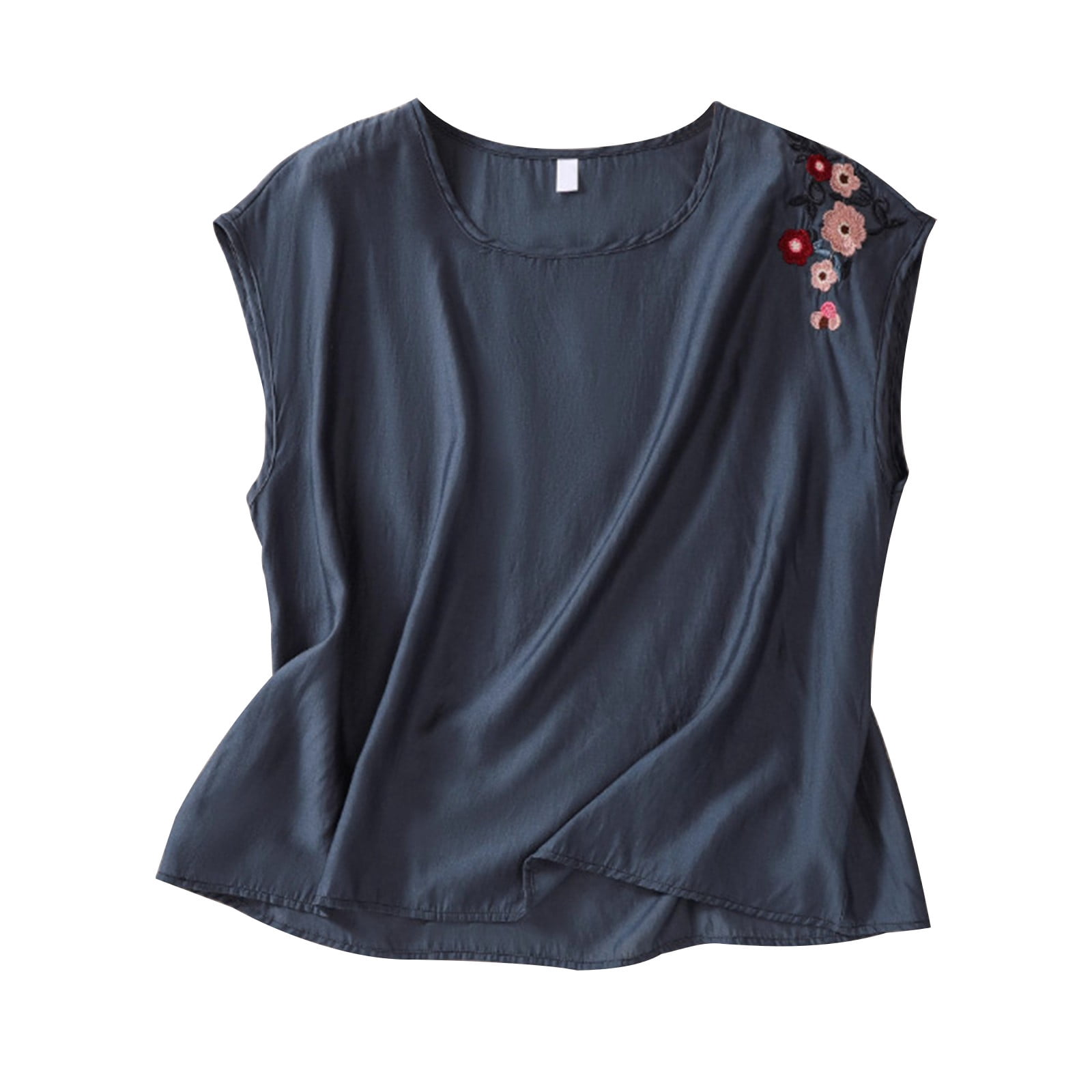 CFMIURAN Womens Tank Tops Crew Neck Sleeveless Tops Dressy Embroidered ...