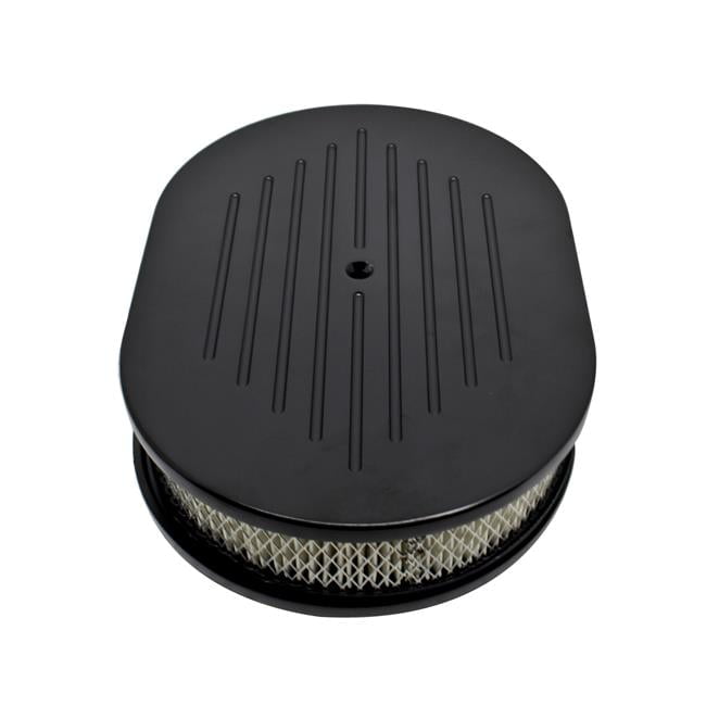 CFR 12 in. Chevy-Ford-Mopar Oval Black Aluminum Air Cleaner Ball Milled ...