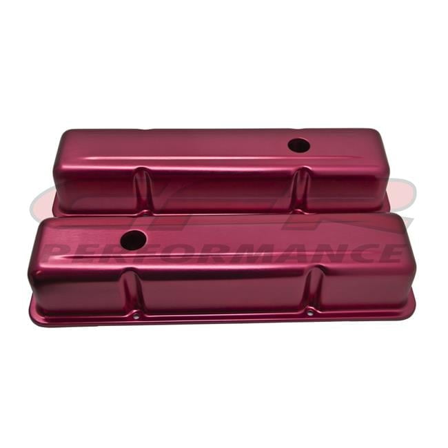 CFR HZ-8115-RED Aluminum Stamped Tall Valve Covers Chevy Small Block ...