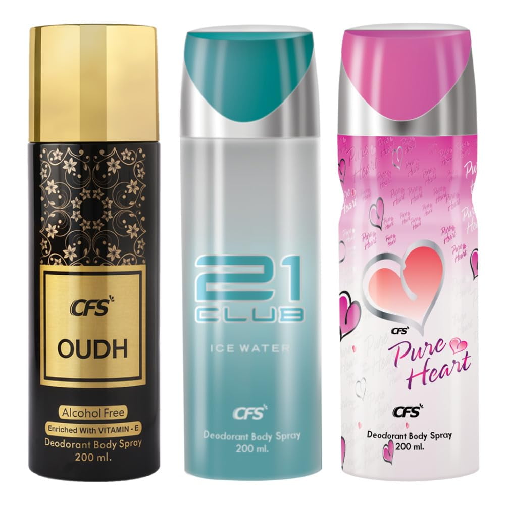 CFS Ice Water Oudh Black Pure Heart Pink Deodorant Body Spray Long ...