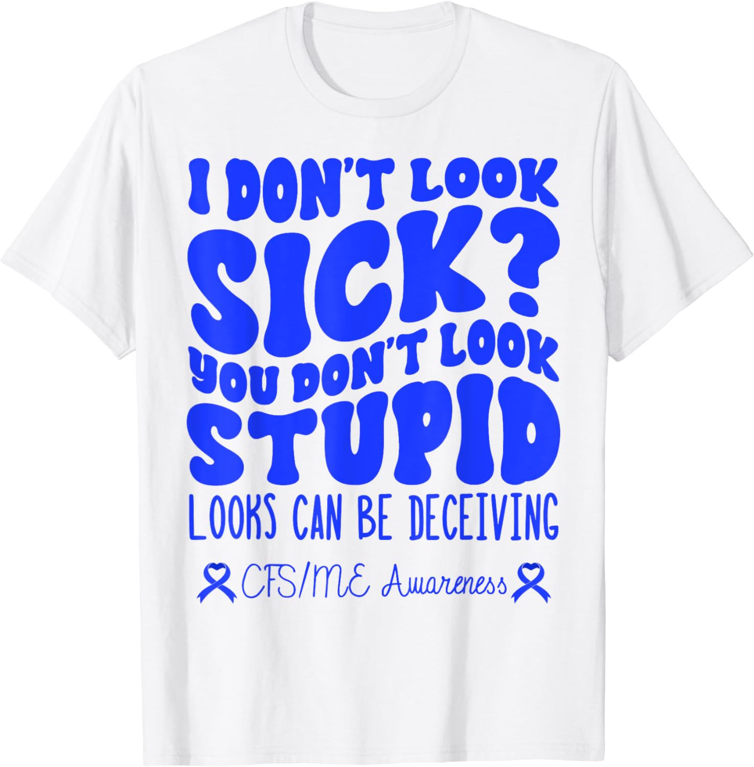 CFS/ME Chronic Fatigue Syndrome Funny Groovy Blue Retro Cute T-Shirt ...