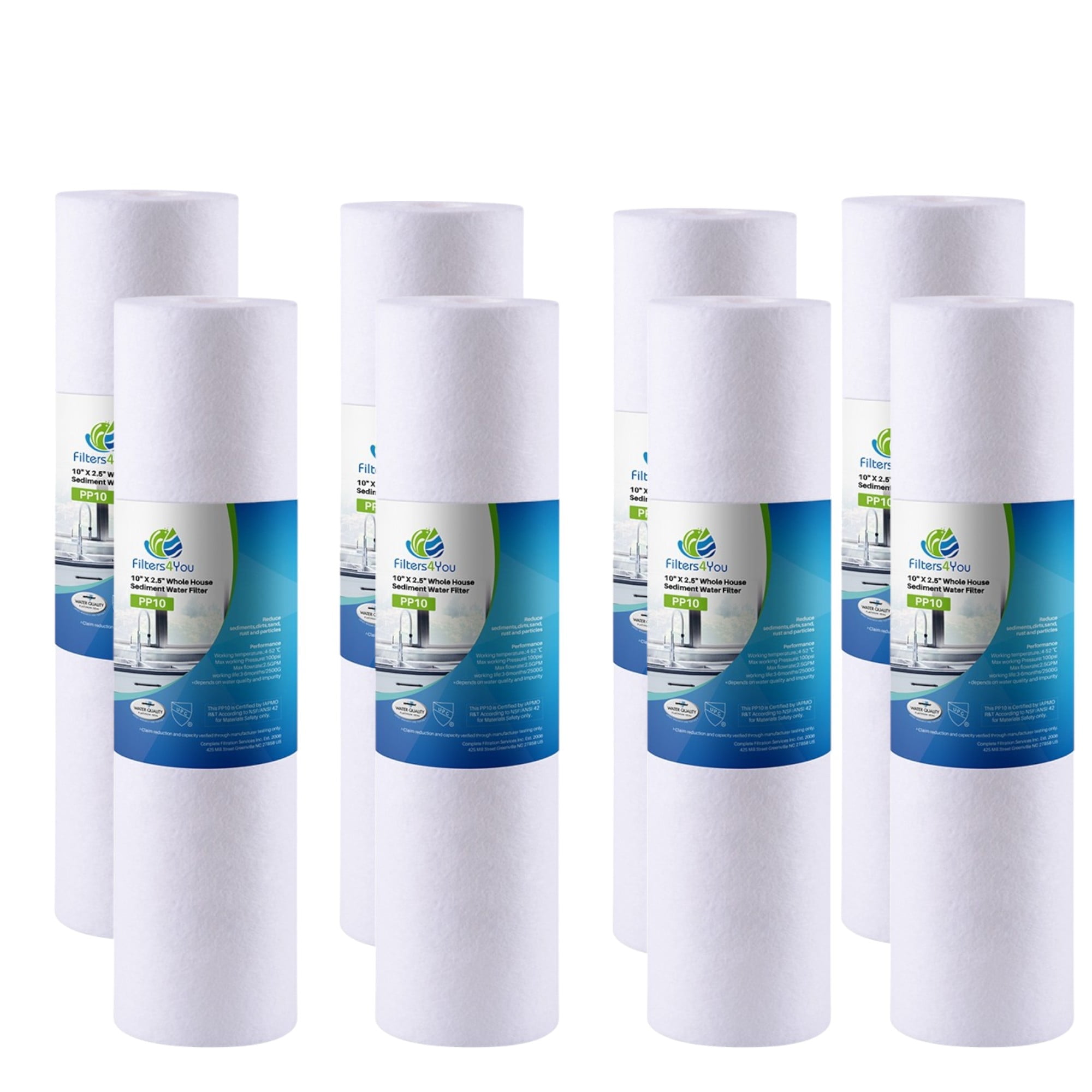 8-Pack Compatible Sediment Filters for GE GXWH04F - Universal 10-inch 5 ...