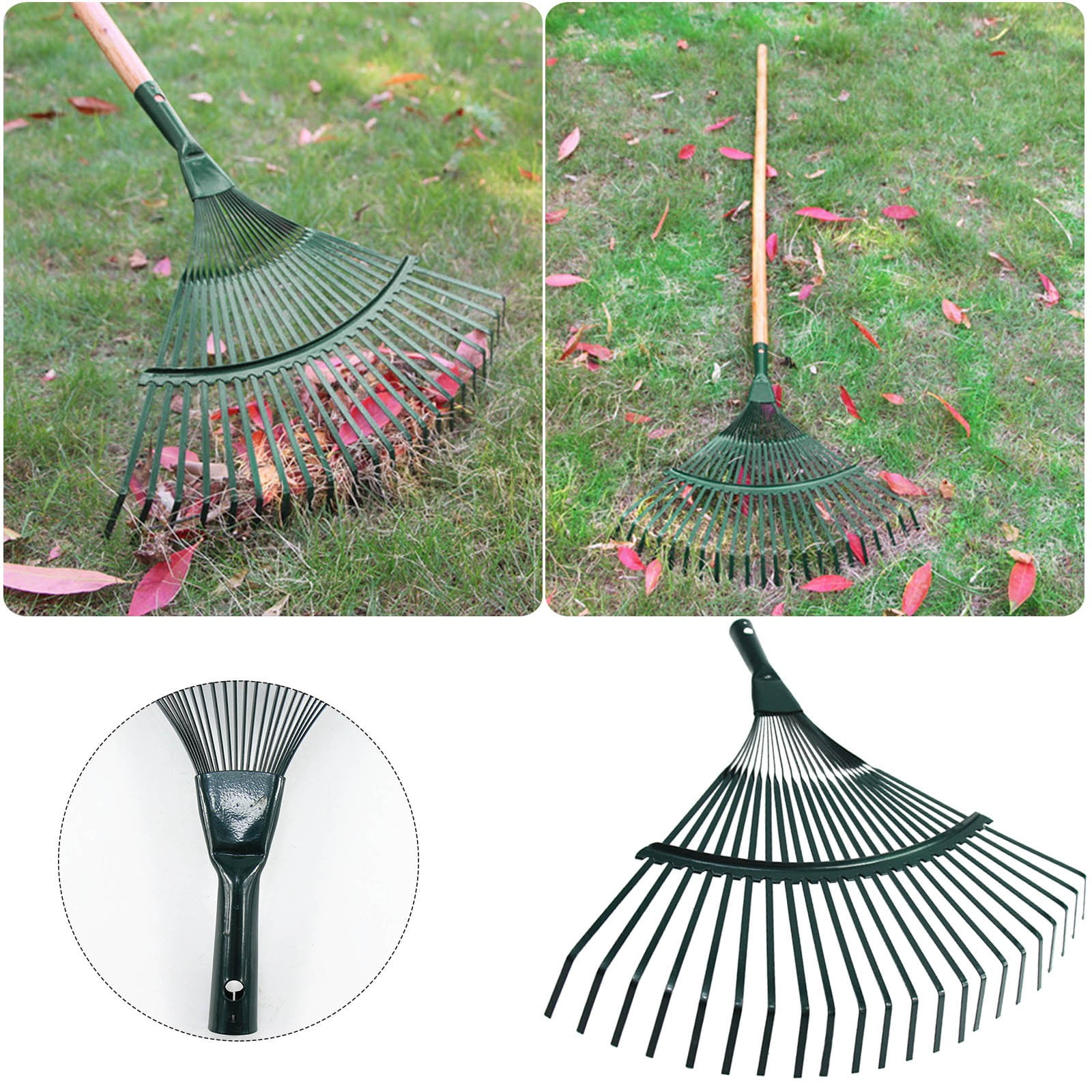 CFS Rake 22 Tooth Rake Wooden Handle Dead Leaf Rake Wire Rake Garden ...