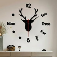12" Vintage Deer Head Wood Wall Clocks With Slient Non-ticking Movement ...