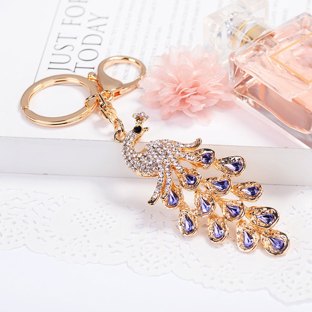 CFXNMZGR Keychains for Women Beautiful Pea Rhinestone Key Chain Purse ...
