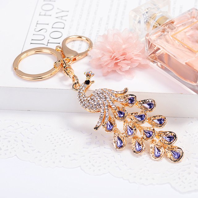 CFXNMZGR Keychains for Women Beautiful Pea Rhinestone Key Chain Purse ...
