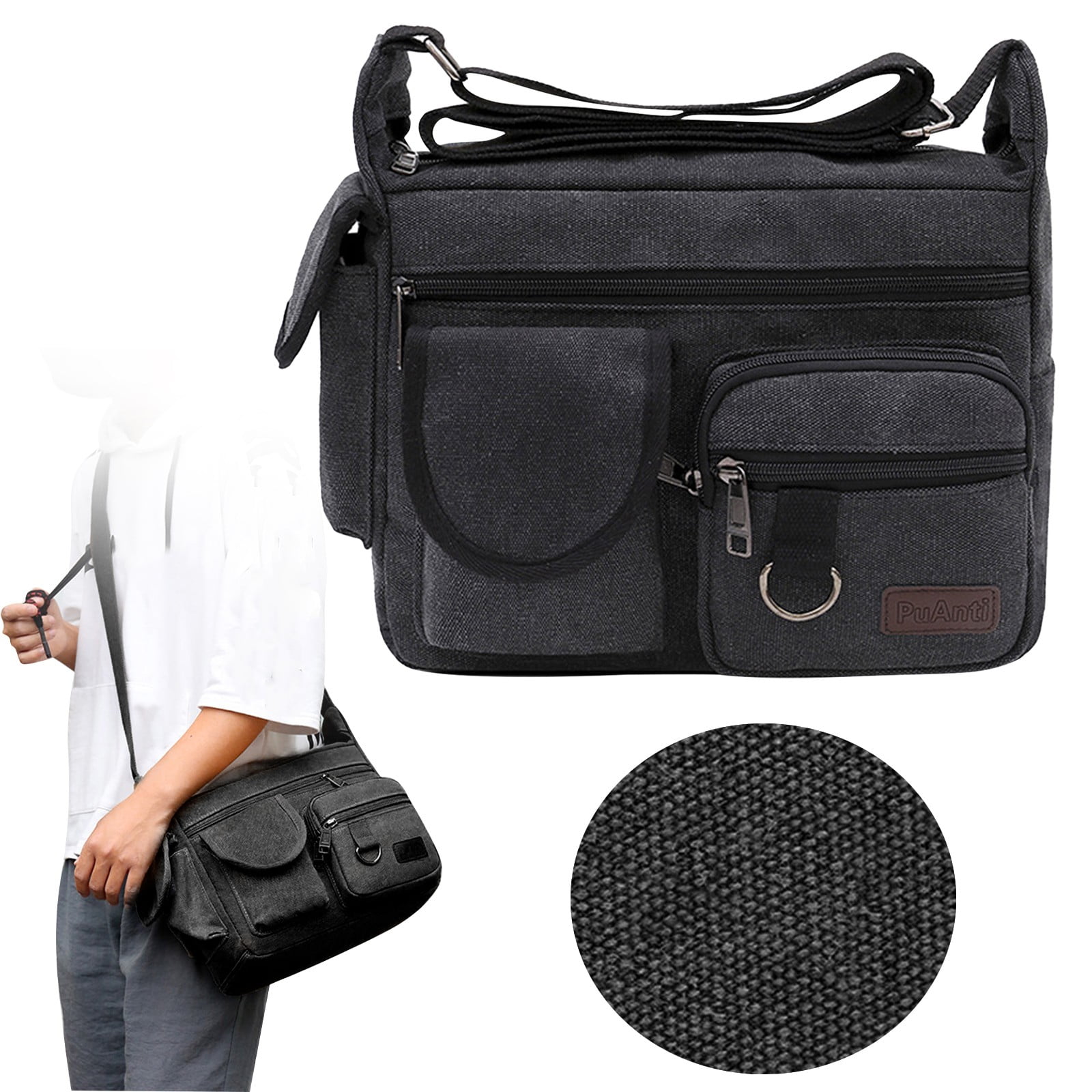 CFan7Gang Closeout Black canvas crossbody bag Canvas Tool Bag Canvas ...