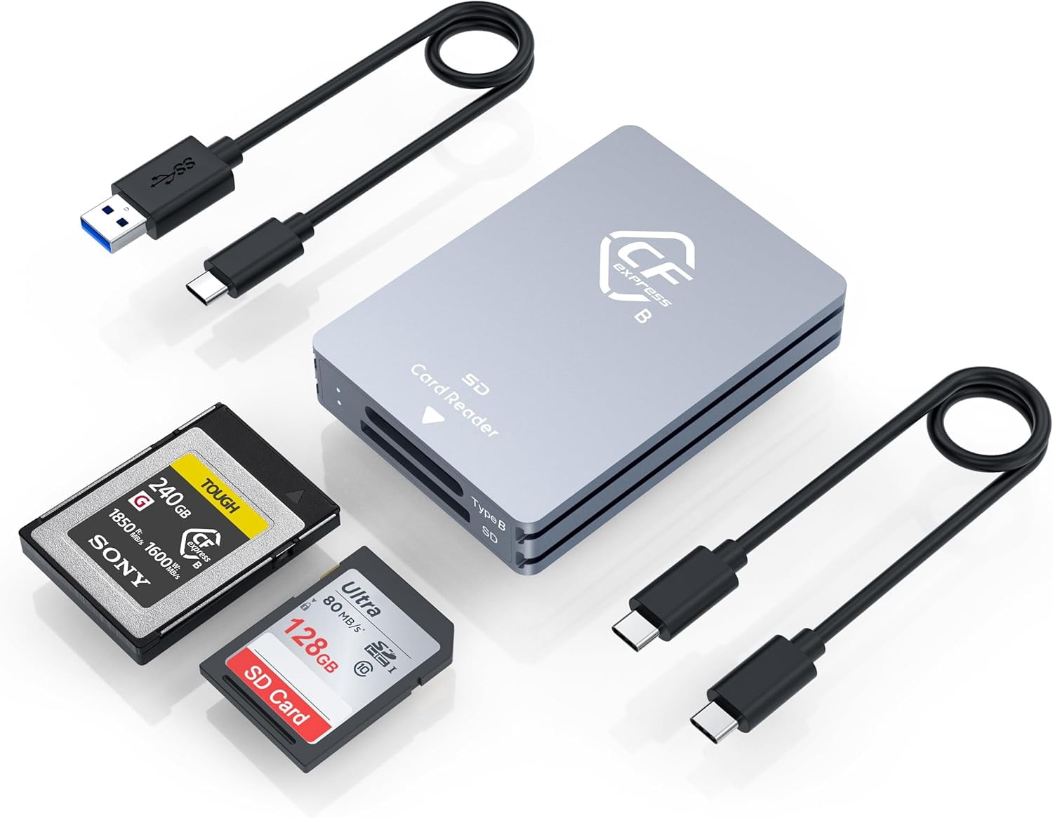 CFexpress Type B and SD Dual-Slot Memory Card Reader 10Gbps USB 3.2 Gen ...