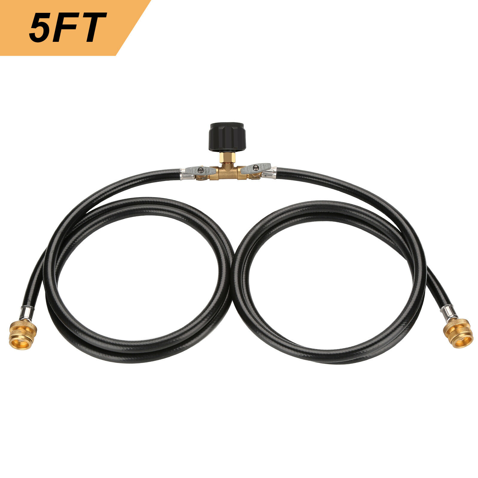 CGA Propane Tank Converter Adapter Hose, Assembly Replaceme 5FT 2 Way Y ...