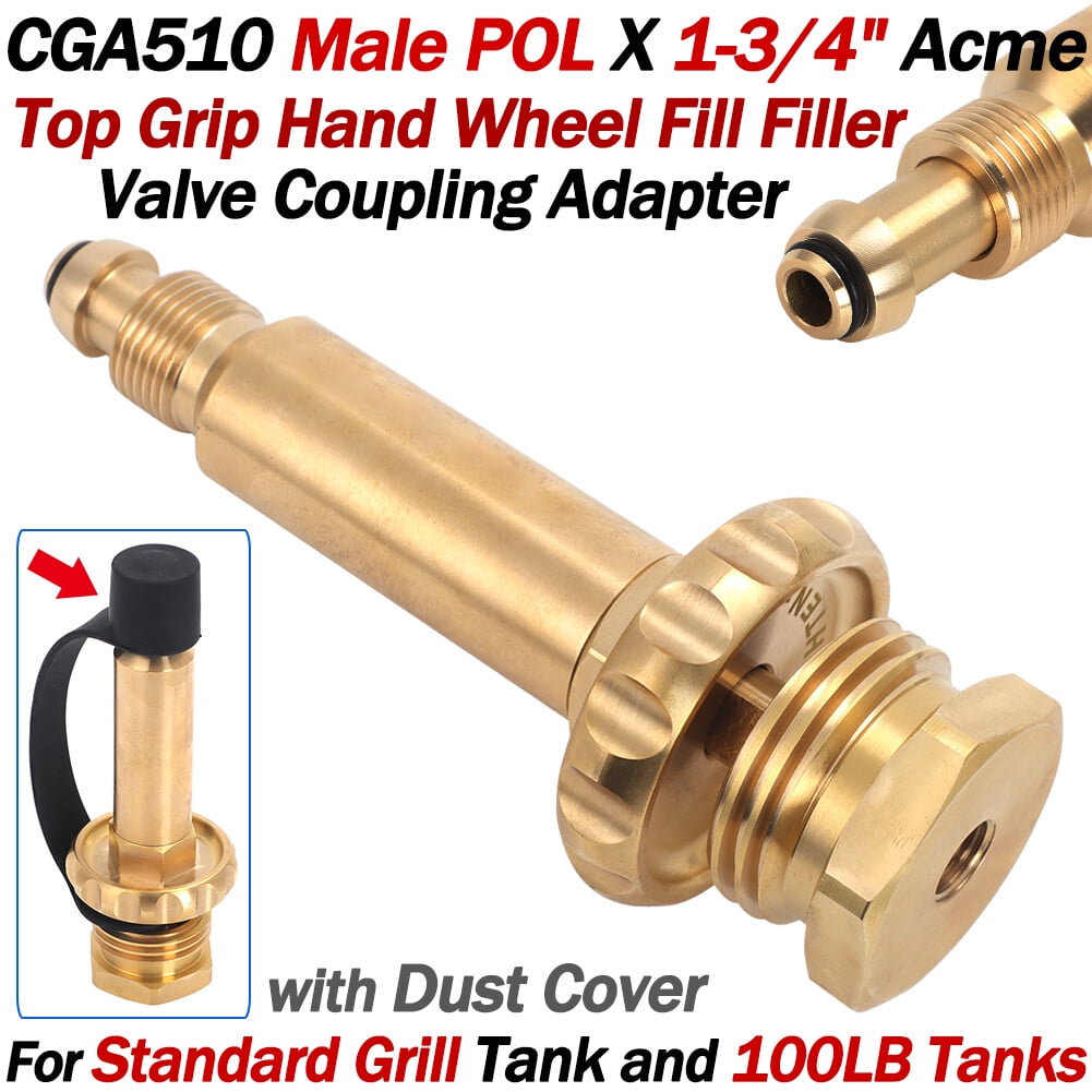 CGA510 Male POL X 1-3/4" Acme Top Grip Hand Wheel Filler VALVES ...