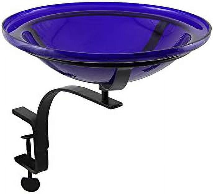 CGB-01CB-RM 12 Inch Cobalt Blue Crackle Rail Mount Bracket Birdbath ...