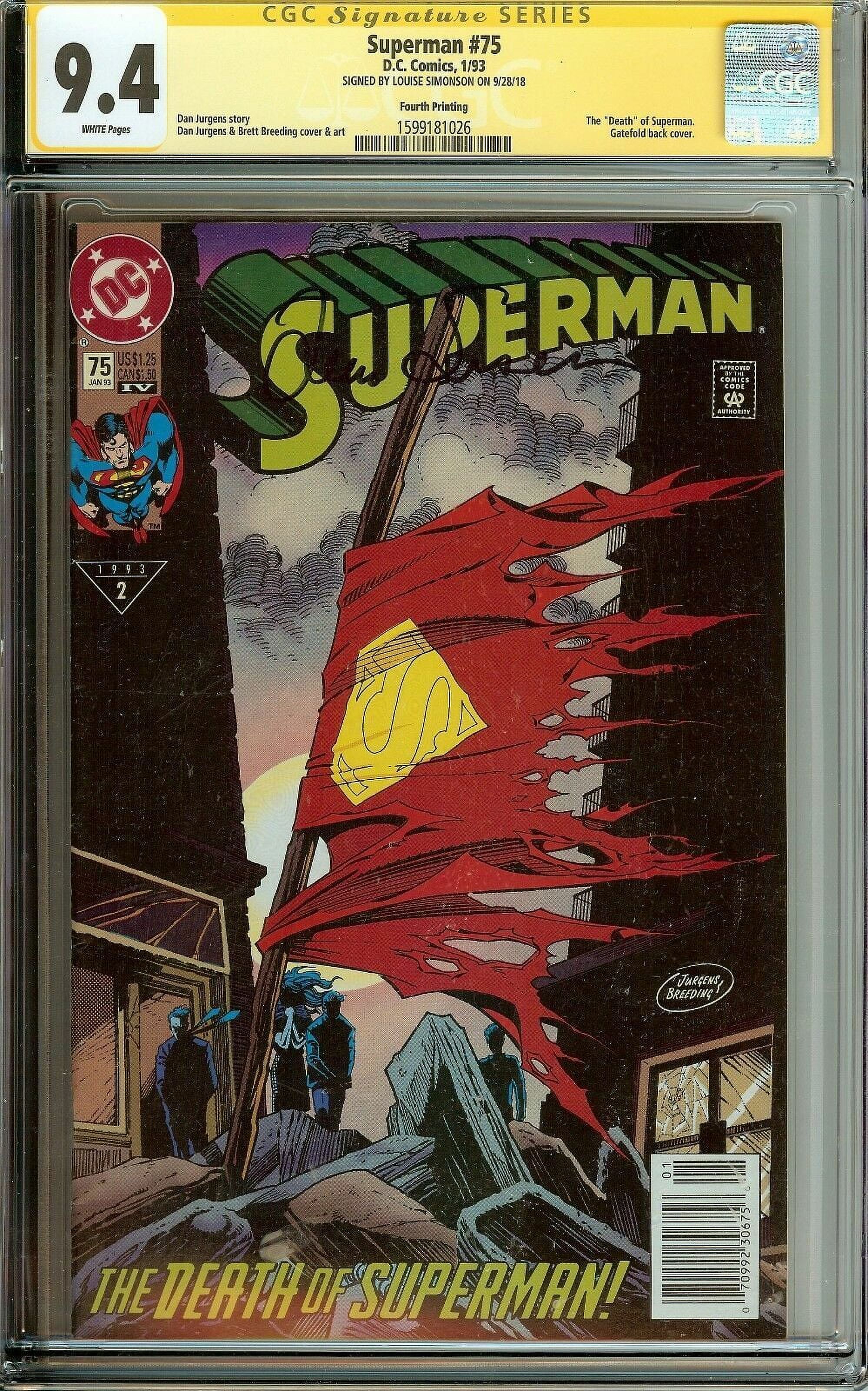 CGC 9.4 SUPERMAN 75 4th Print Signed Louise Simonson Newsstand - Walmart.com