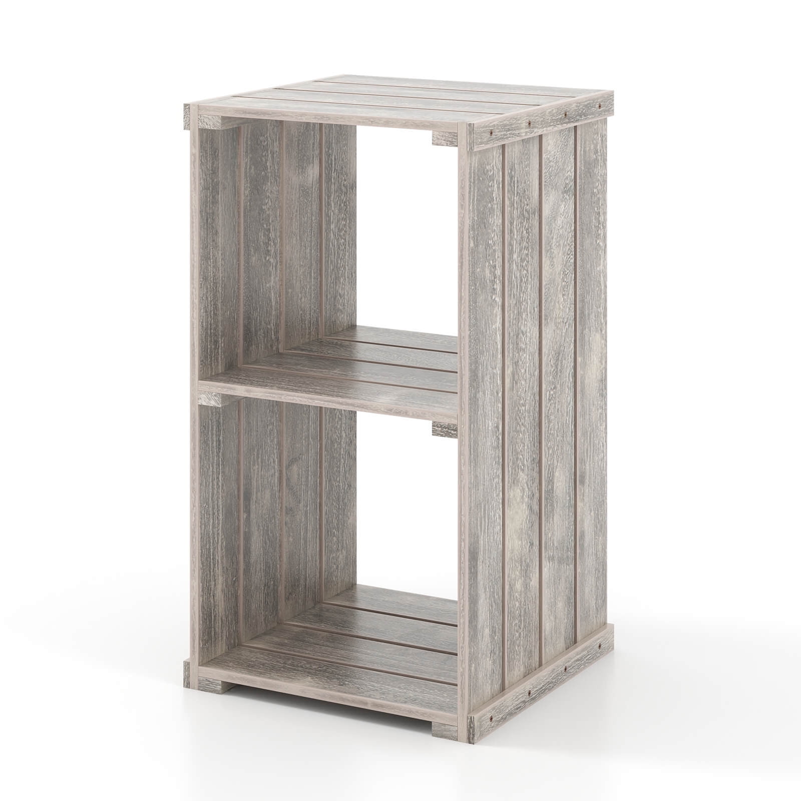 CGDYCF 2-Cube Storage Shelf Paulownia Wood Slatted Cube Organizer with ...
