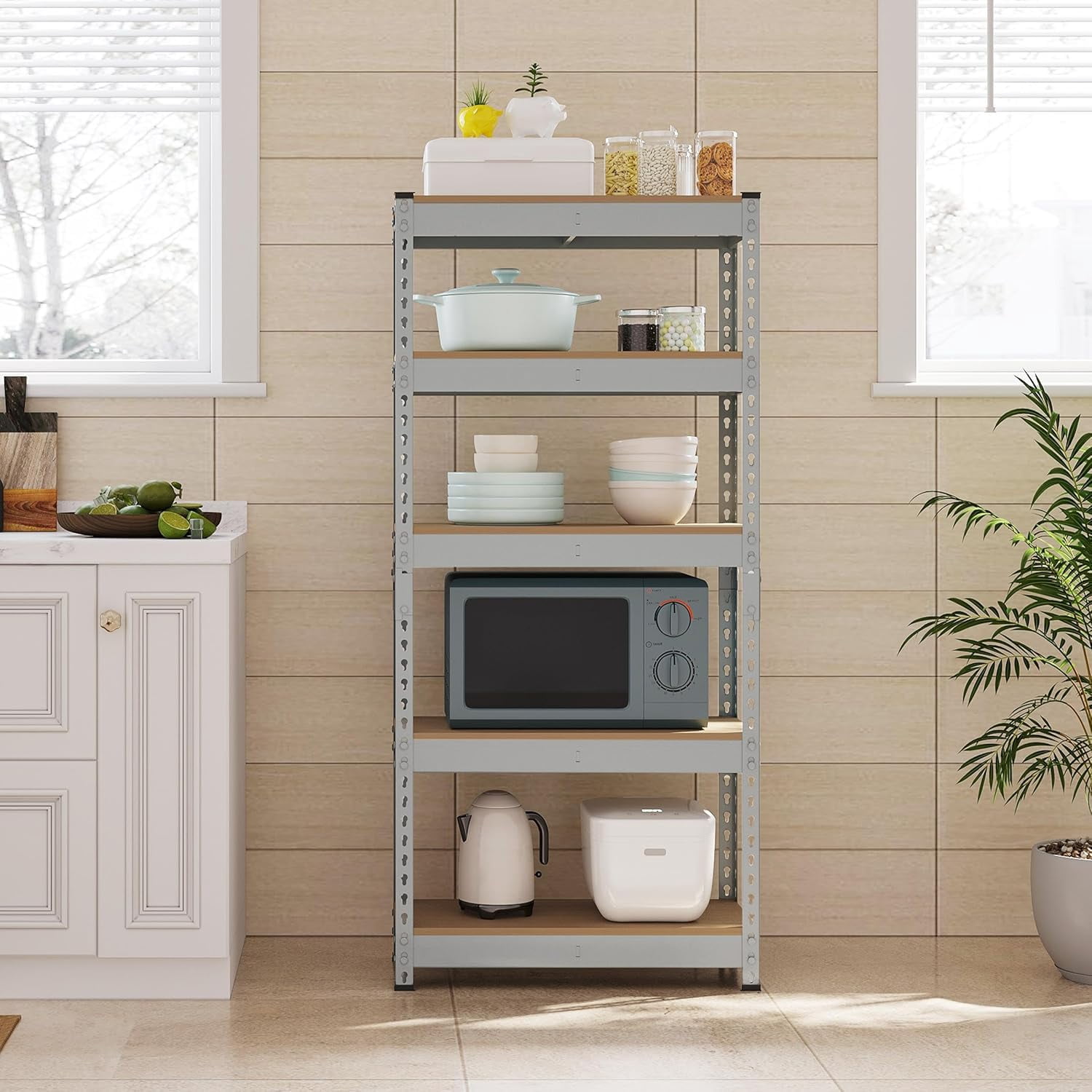 CGDYCF 5-Tier Utility Shelves, Metal Storage Shelves, Adjustable ...