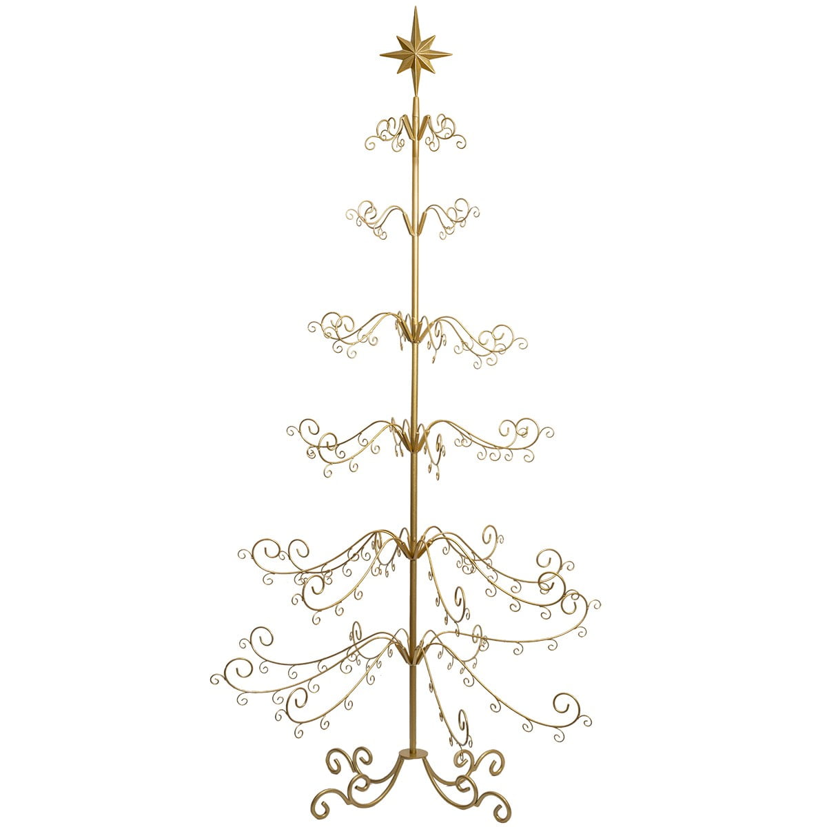 CGDYCF 6.4ft Rotating Metal Ornament Display Tree Stand, 77" Gold ...