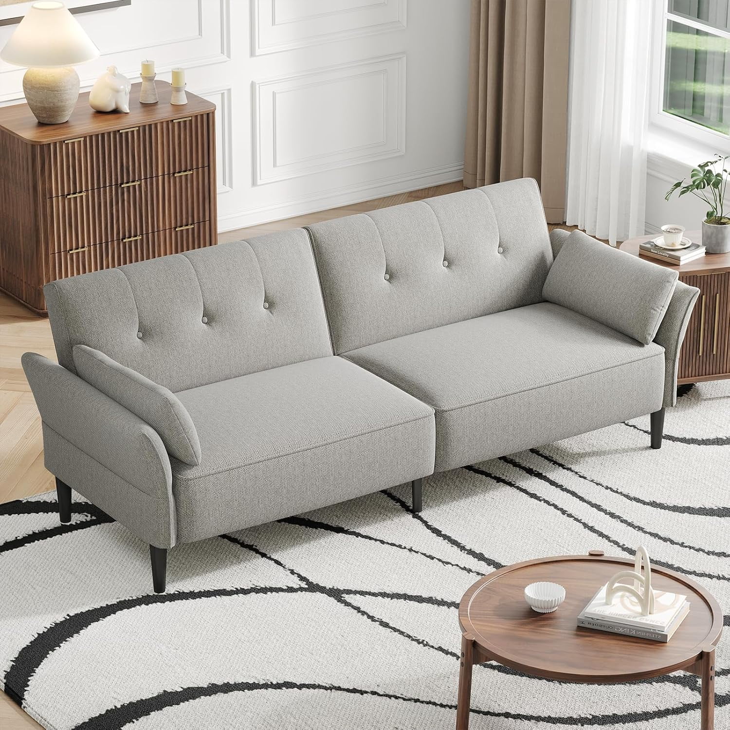 CGDYCF 89'' Convertible Futon Sofa Bed with Adjustable Backrest ...