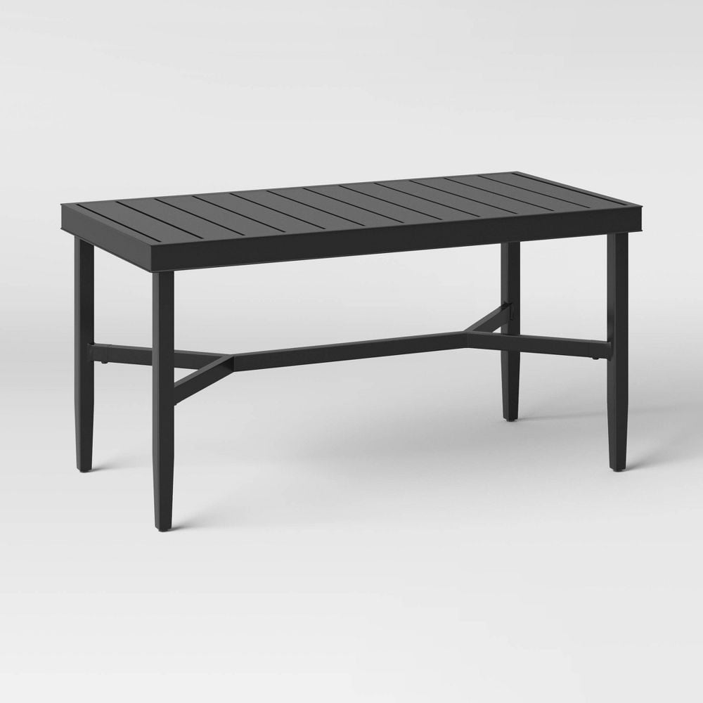 CGDYCF Aluminum Slat Top Coffee Table - Black, Weather-Resistant ...