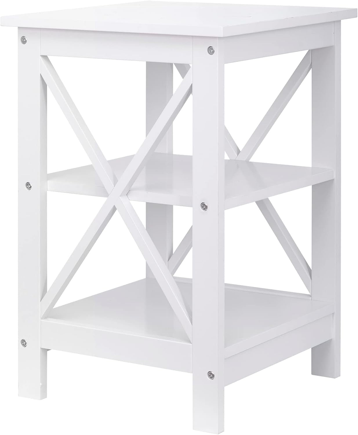 CGDYCF Black 3-Tier Nightstand Sofa Side Table with Storage Shelves ...