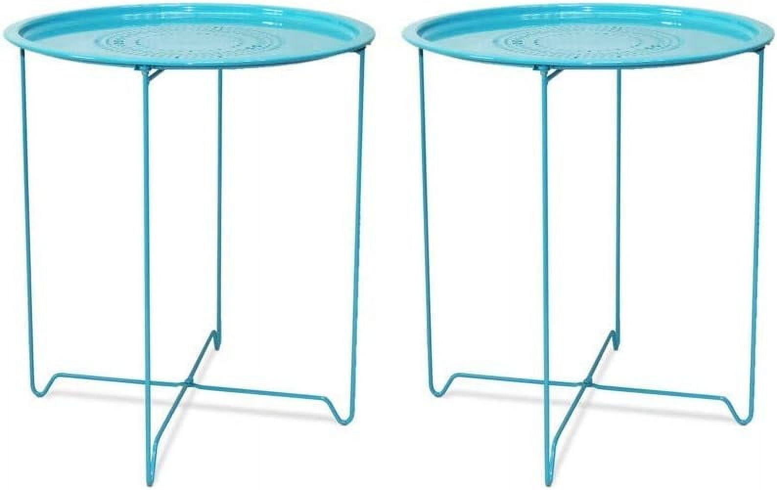 CGDYCF Foldable Metal End Table, Round 18-Inch, Side Table for Living ...