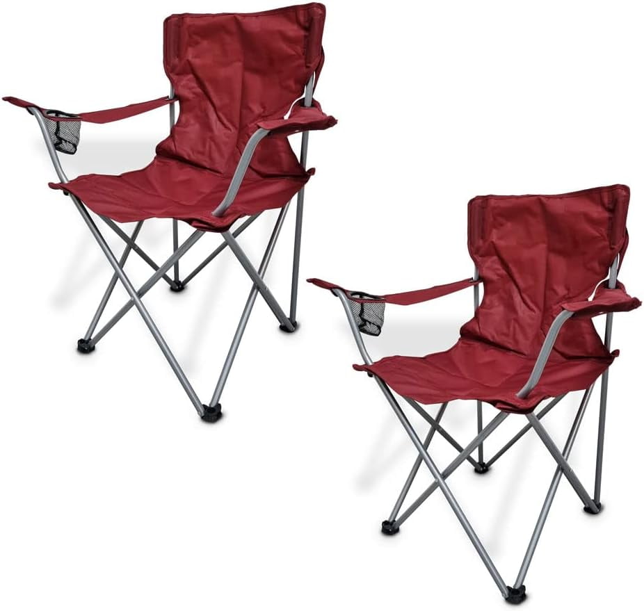 CGDYCF Folding Camping Chairs Set of 2 with Cup Holder and Carry Bag ...