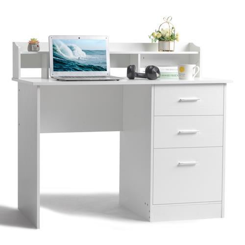 CGDYCF Modern Computer Desk with Monitor Riser, 3 Drawers, Storage ...