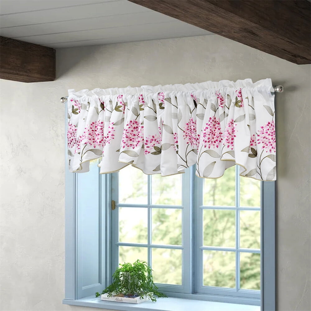 CGDYCF Pastoral Floral Embroidered Cafe Kitchen Window Curtain Valance ...
