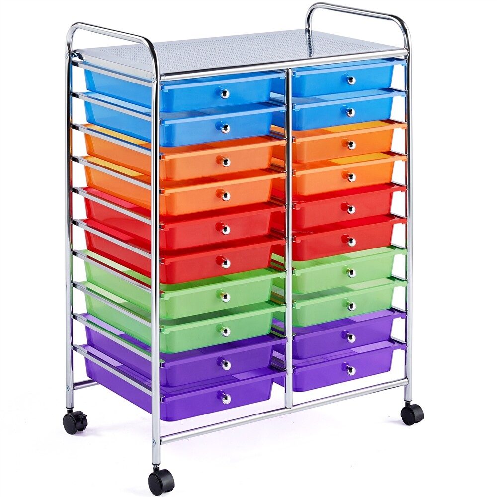 CGDYCF Rolling Storage Cart with 20 Removable Drawers and Lockable ...