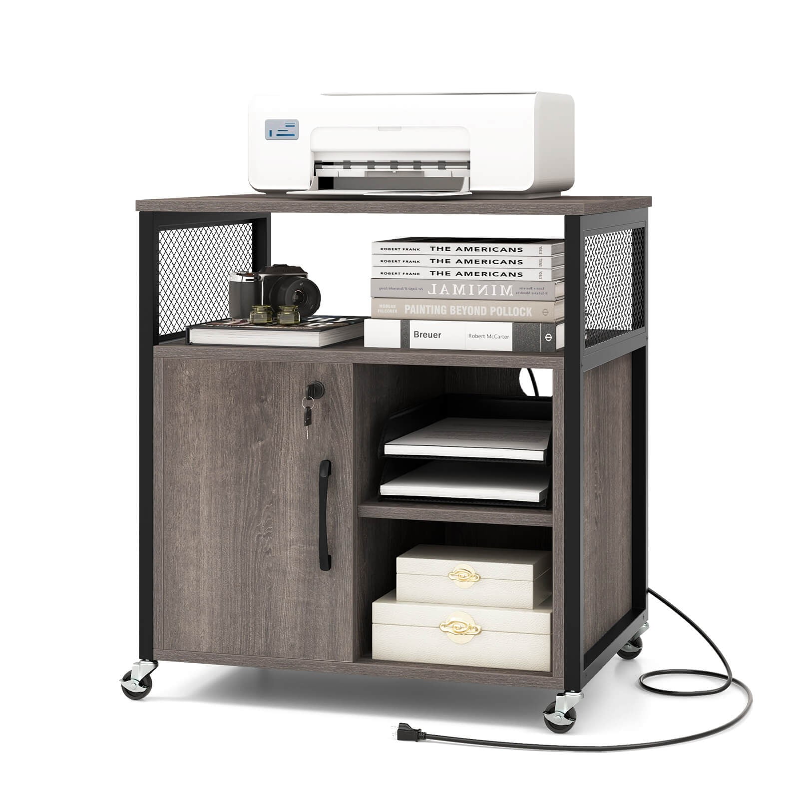 CGDYCFWheel file cabinet with charging function - with cable management ...