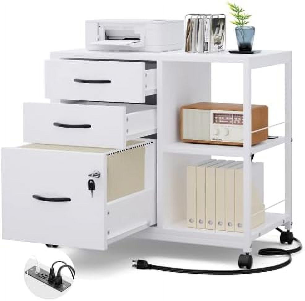 CGFHYP 3 Drawer Wood File Cabinet with Socket and USB Charging Ports ...
