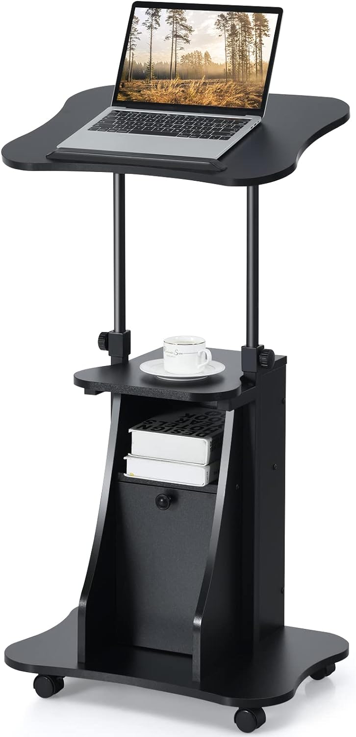 CGFHYP VGYUIJN Mobile Lectern Podium Stand Rolling Laptop Cart w/ 180 ...