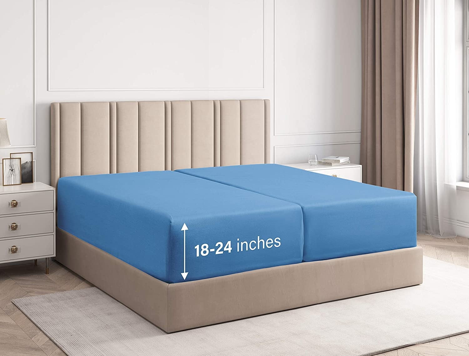 CGK Linens 2-Piece Extra Deep Pocket Single Fitted Sheet Only - Split ...