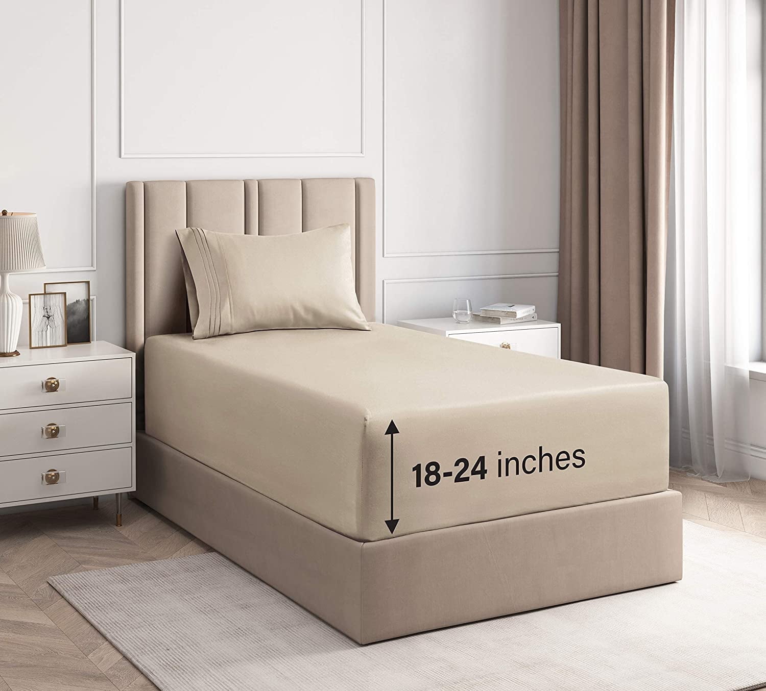 CGK Linens 3-Piece 400 Thread Count Extra Deep Pocket Cotton Sheet Set ...