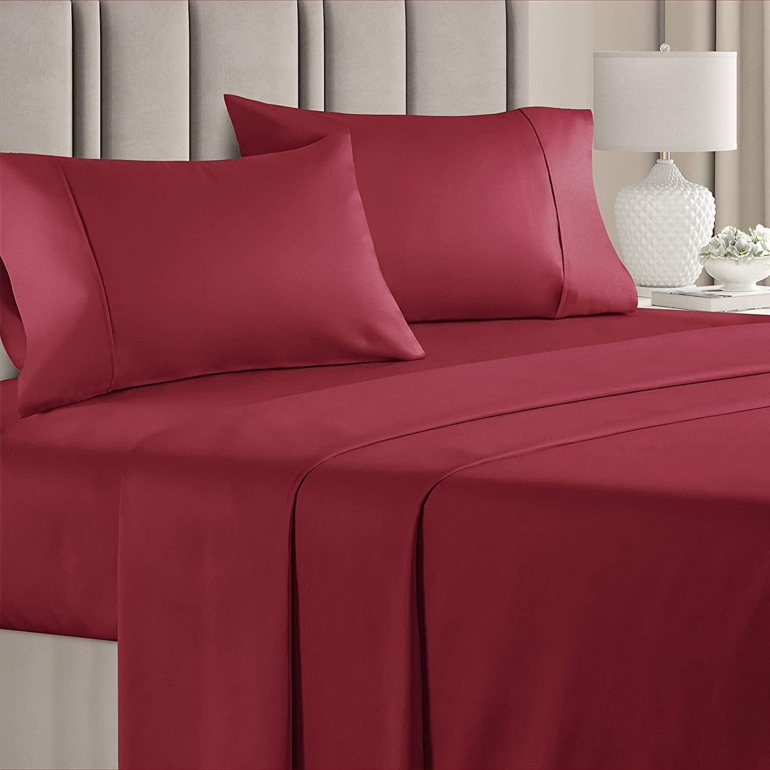 CGK Linens 4-Piece 400 Thread Count Cotton Sheet Set - Queen Size 100% ...