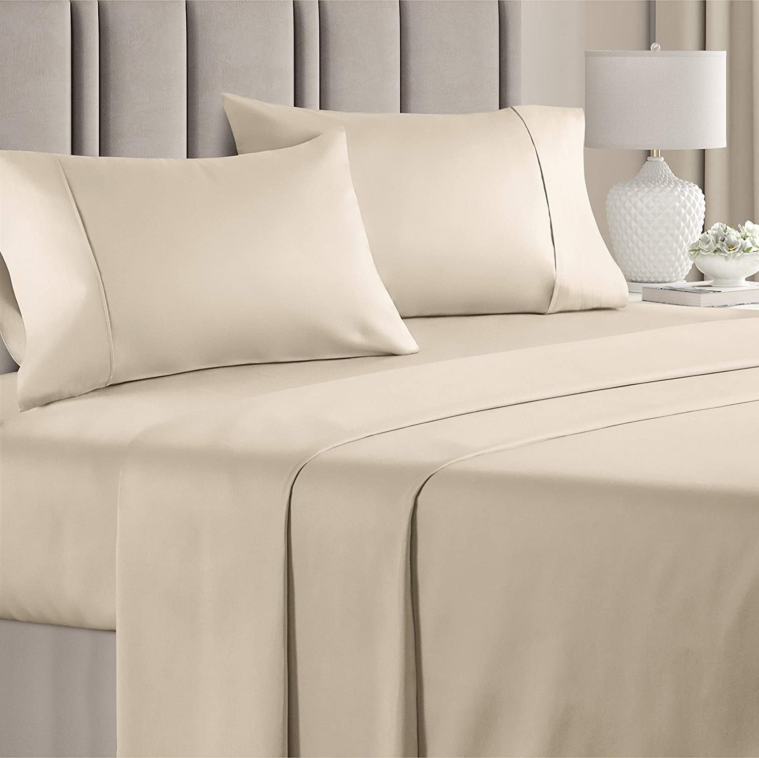 CGK Linens 4-Piece 400 Thread Count Cotton Sheet Set - Queen Size 100% ...