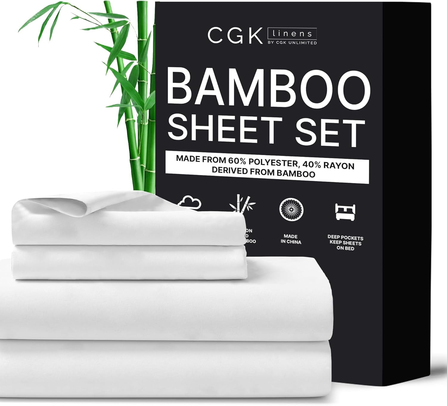 CGK Linens 4-Piece Cooling & Breathable Bamboo Sheet Set - California ...