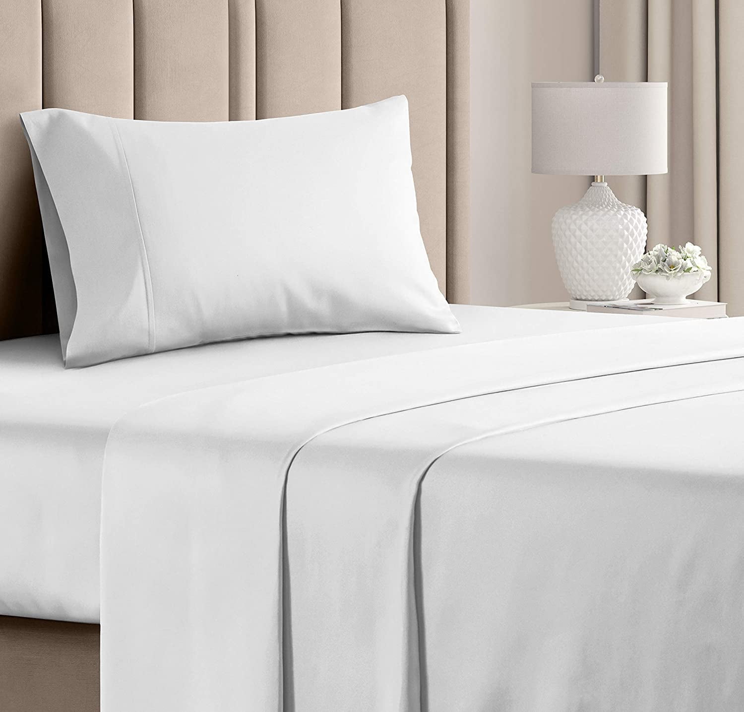 CGK Linens 3-Piece 400 Thread Count Cotton Sheet Set - Twin Size 100% ...