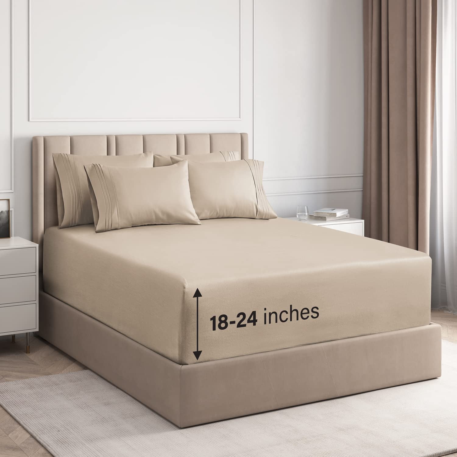 CGK Linens 6-Piece Extra Deep Pocket Sheet Set With Extra Matching ...