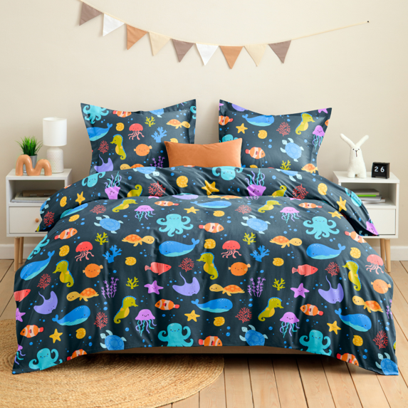CGK Linens Kids Duvet Cover Set with Matching Pillowcases - Queen Size ...