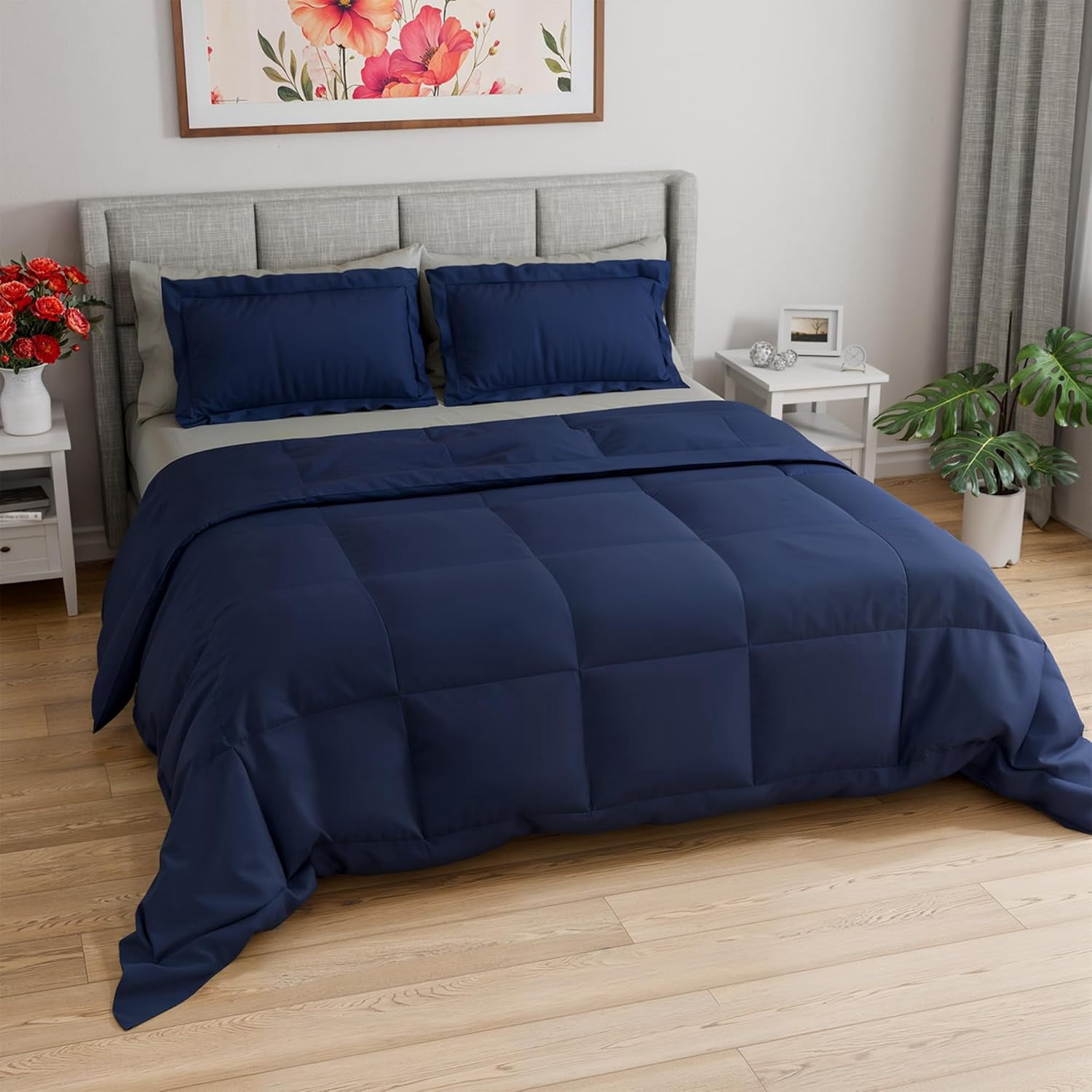 CGK Linens Soft Quilted Comforter with Corner Tabs & Pillow Shams ...