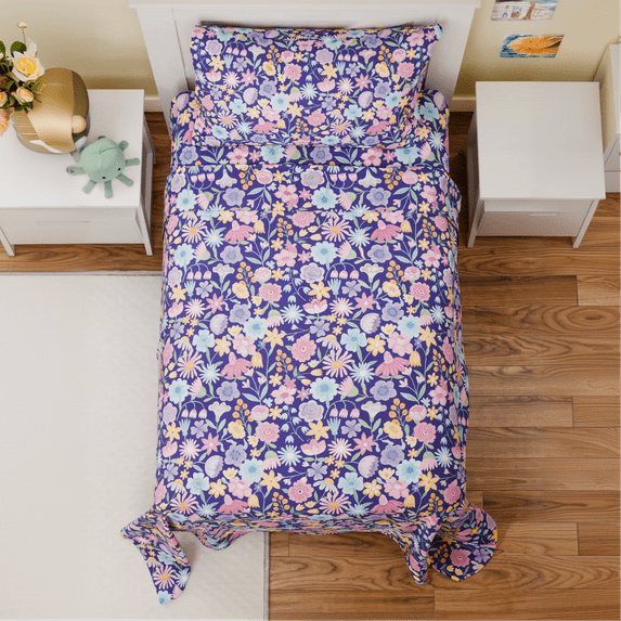 CGK Linens Soft & Vibrant Kids Sheet Set - Full Size, Purple Florals ...