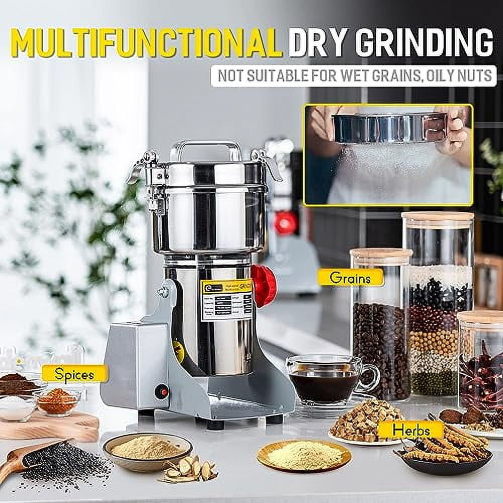 CGOLDENWALL 800g LED Display Grain Mill Grinder Electric Spice Herb Grinder Stainless Steel ...