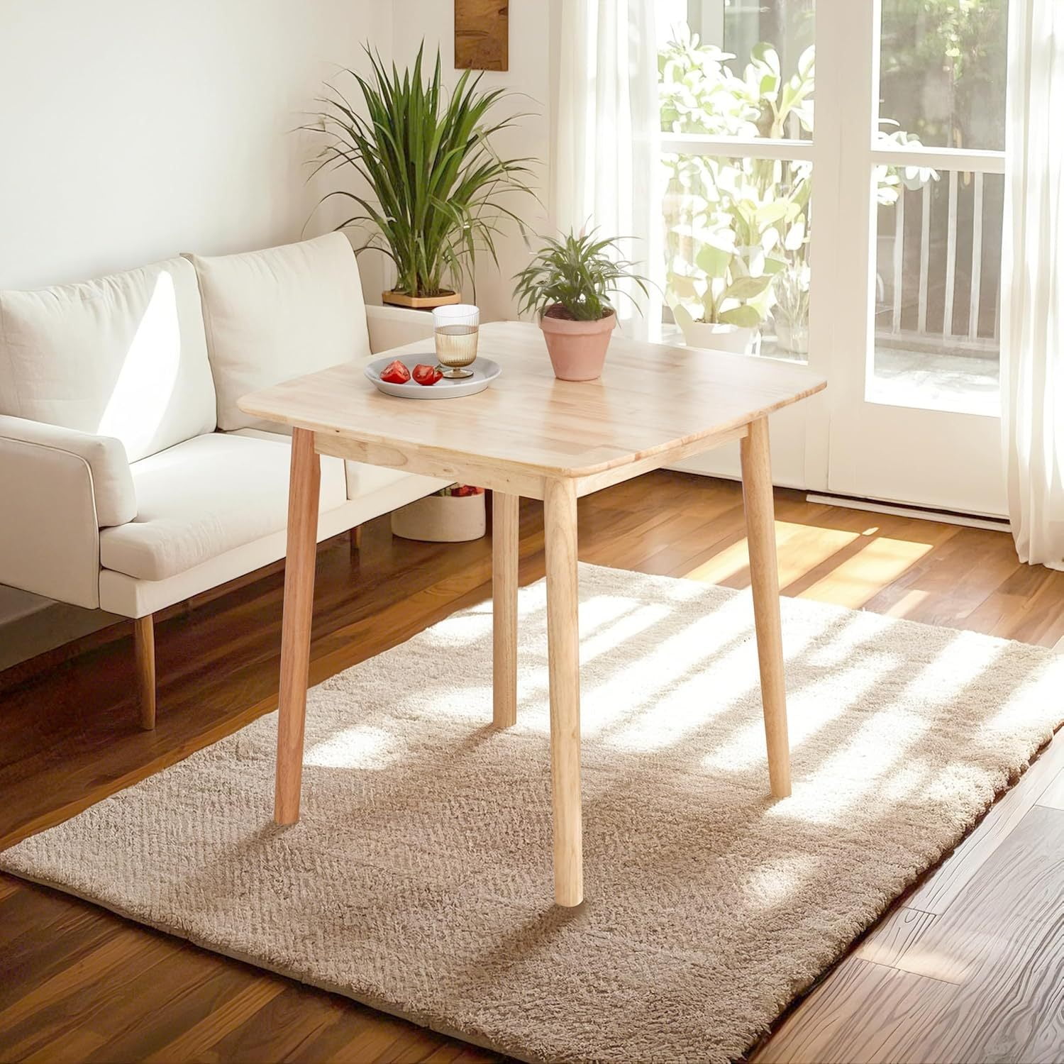 CGRP Aslan 29.5" Malaysian Oak Square Wooden Dining Table/Small Solid ...