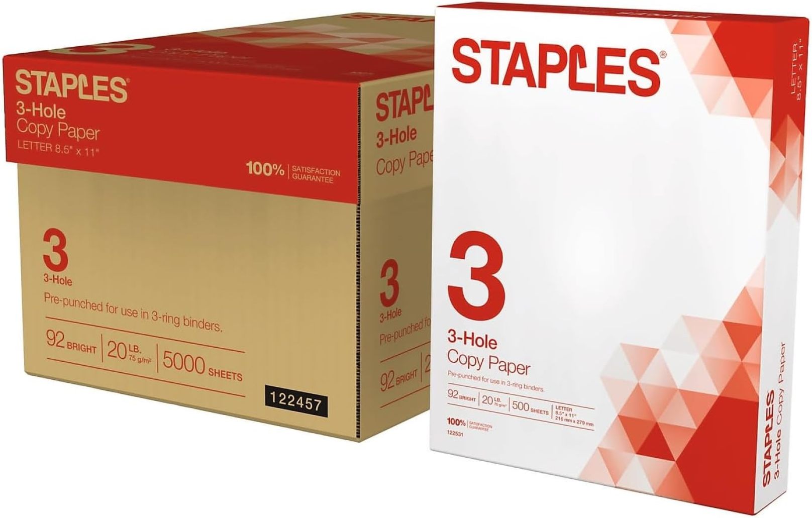 CGRP Copy Paper, 8 1/2" x 11", 3 Hole Punched, Case - Walmart.com