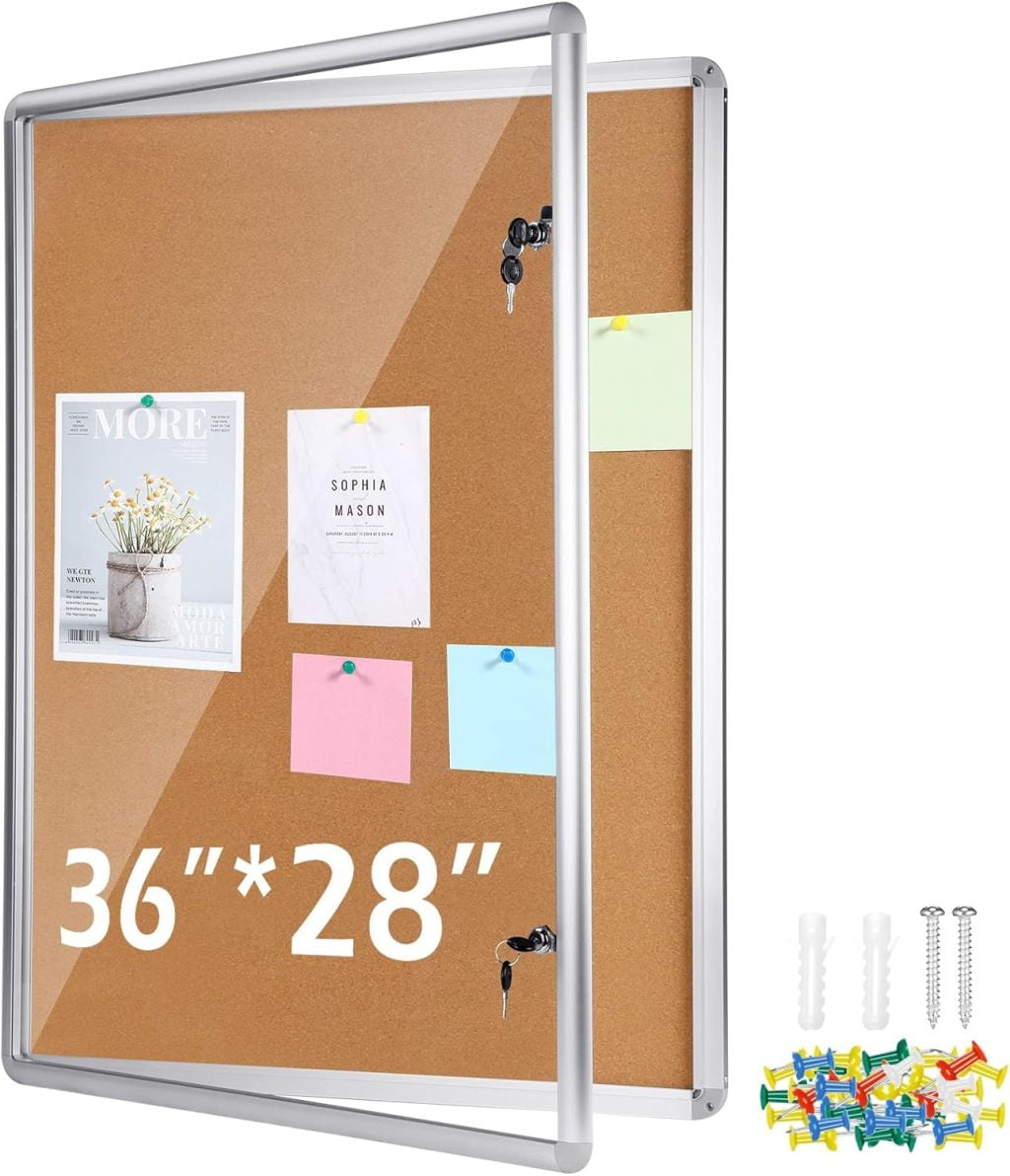 CGRP Enclosed Bulletin Board Case Lockable Cork Notice Board Waterproof ...