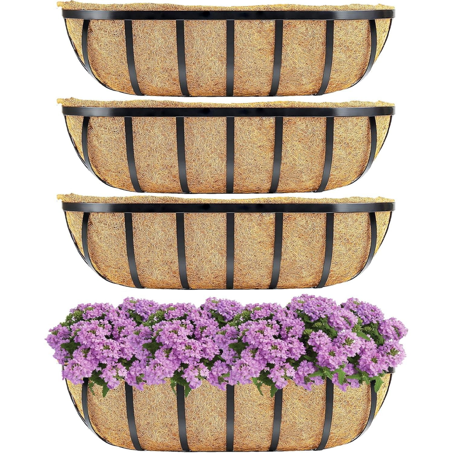 CGRP Flower Boxes for Deck Railings 24inch 4packs, Deck Railing Planter ...