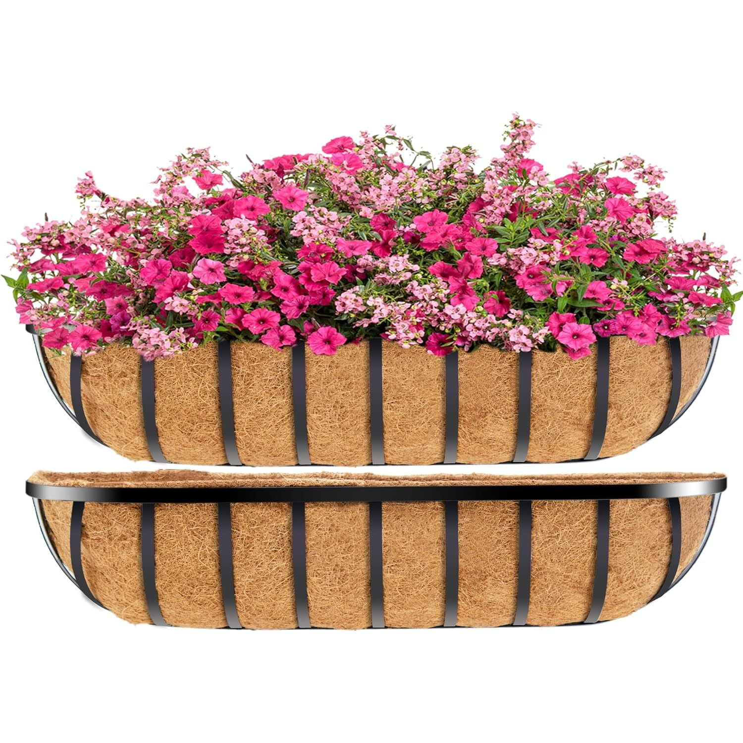 CGRP Flower Boxes for Deck Railings 24inch 4packs, Deck Railing Planter ...