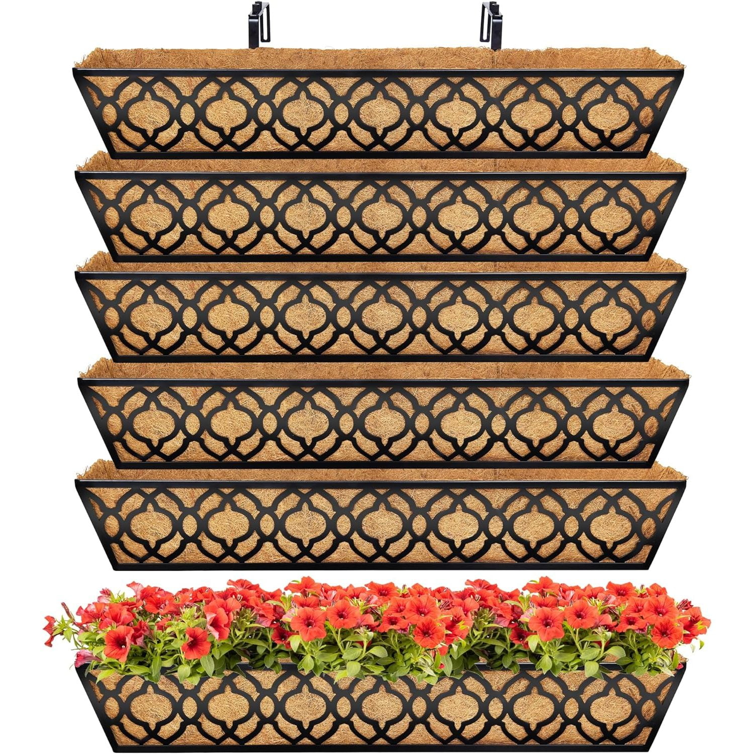 CGRP Flower Boxes for Deck Railings 24inch 4packs, Deck Railing Planter ...