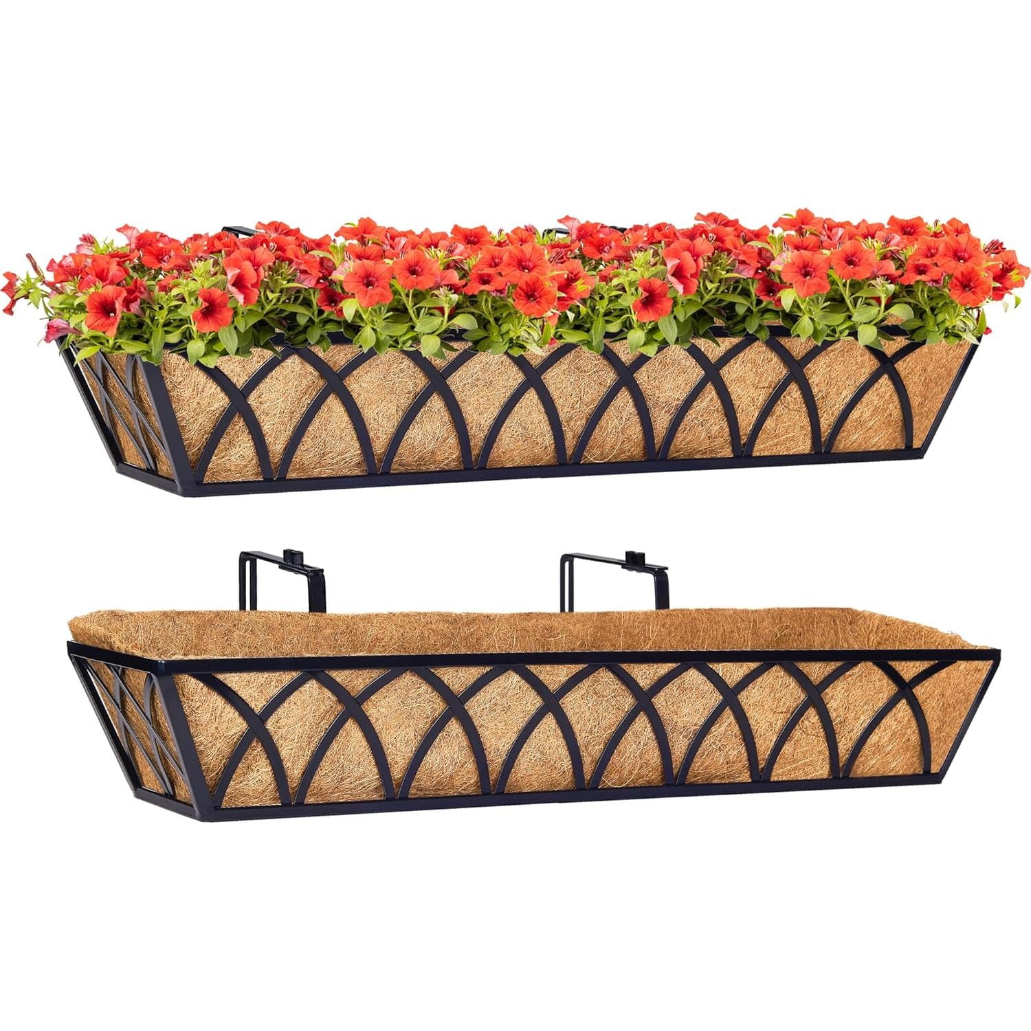CGRP Flower Boxes for Deck Railings 24inch 4packs, Deck Railing Planter ...